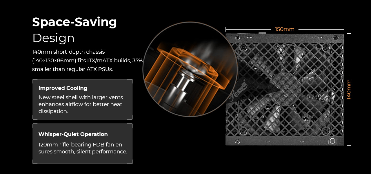 Rosewill VMG 850W 80+ Gold, ATX 3.0 & 3.1 Compatible, Full Modular Low ...